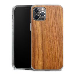 DeinDesign iPhone 12 Pro Max Handy Silikon H&uuml;lle Case transparent Handyh&uuml;lle Larch Wood Wooden Look Silikon Case