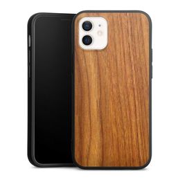 DeinDesign iPhone 12 mini Handy Premium Silikon H&uuml;lle Handyh&uuml;lle schwarz Case Larch Wood Wooden Look Silikon Premium Case