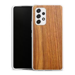 DeinDesign Galaxy A53 5G Handy Silikon H&uuml;lle Case wei&szlig; Handyh&uuml;lle Larch Wooden Look Wood Silikon Case