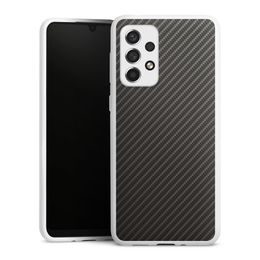 DeinDesign Galaxy A33 5G Handy Silikon H&uuml;lle Case wei&szlig; Handyh&uuml;lle Carbon Muster Metallic Look Silikon Case