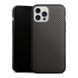 DeinDesign iPhone 13 Pro Max Handy Silikon H&uuml;lle Case schwarz Handyh&uuml;lle Carbon Metallic Look Muster