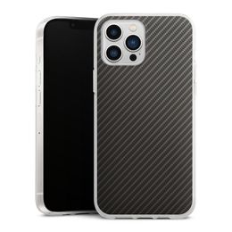 DeinDesign iPhone 13 Pro Max Handy Silikon H&uuml;lle Case transparent Handyh&uuml;lle Carbon Metallic Look Muster Silikon Case