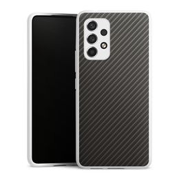 DeinDesign Galaxy A53 5G Handy Silikon H&uuml;lle Case wei&szlig; Handyh&uuml;lle Carbon Muster Metallic Look Silikon Case