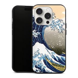 DeinDesign iPhone 15 Pro Handy Slim Case extra d&uuml;nn Silikon Handyh&uuml;lle schwarz H&uuml;lle Katsushika Hokusai Die Gro&szlig;e Welle Vor Kanagawa Kunst Silikon Slim Case