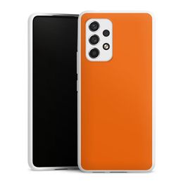 DeinDesign Galaxy A53 5G Handy Silikon H&uuml;lle Case wei&szlig; Handyh&uuml;lle Colour Unicoloured Orange Silikon Case