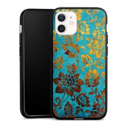 DeinDesign iPhone 12 mini Handy Silikon H&uuml;lle Case schwarz Handyh&uuml;lle Flowers Vintage Ornament