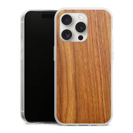 DeinDesign iPhone 15 Pro Handy Silikon H&uuml;lle Case transparent Handyh&uuml;lle Wooden Look Larch Wood Silikon Case