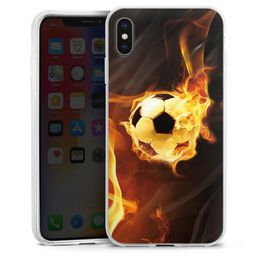 DeinDesign iPhone Xs Max Handy Silikon H&uuml;lle Case transparent Handyh&uuml;lle Soccer Ball Fire Silikon Case