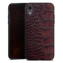 DeinDesign iPhone Xr Handy Silikon H&uuml;lle Case schwarz Handyh&uuml;lle Leather Crocodile Animal Print
