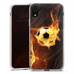 DeinDesign iPhone Xr Handy Silikon H&uuml;lle Case transparent Handyh&uuml;lle Soccer Ball Fire Silikon Case