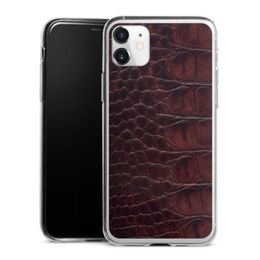 DeinDesign iPhone 11 Handy Slim Case Silikon Handyh&uuml;lle transparent H&uuml;lle extra d&uuml;nn Leather Crocodile Animal Print Silikon Slim Case