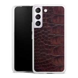 DeinDesign Galaxy S22 Handy Silikon H&uuml;lle Case transparent Handyh&uuml;lle Leather Crocodile Animal Print Silikon Case