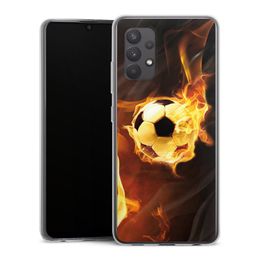 DeinDesign Galaxy A32 4G Handy Silikon H&uuml;lle Case transparent Handyh&uuml;lle Soccer Ball Fire Silikon Case