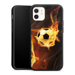 DeinDesign iPhone 12 mini Handy Premium Silikon H&uuml;lle Handyh&uuml;lle schwarz Case Soccer Ball Fire Silikon Premium Case