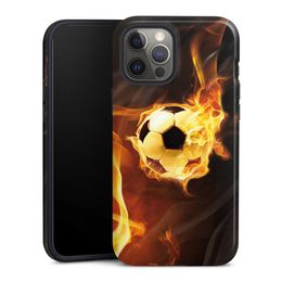DeinDesign iPhone 12 Pro Handy Panzer Handyh&uuml;lle robuste Outdoor H&uuml;lle Schutzh&uuml;lle gl&auml;nzend Ball Fire Soccer Tough Case