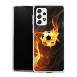 DeinDesign Galaxy A33 5G Handy Silikon H&uuml;lle Case transparent Handyh&uuml;lle Ball Fire Soccer Silikon Case