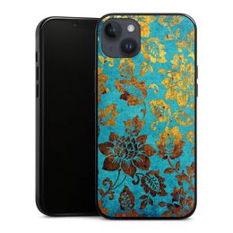 DeinDesign iPhone 14 Plus Handy Silikon H&uuml;lle Case schwarz Handyh&uuml;lle Flowers Vintage Ornament