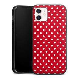 DeinDesign iPhone 12 Handy Premium Silikon H&uuml;lle Handyh&uuml;lle schwarz Case Retro Polka Dots Points Silikon Premium Case
