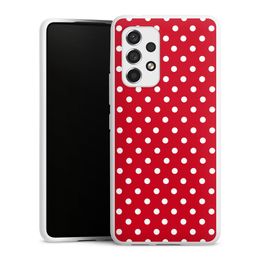 DeinDesign Galaxy A53 5G Handy Silikon H&uuml;lle Case wei&szlig; Handyh&uuml;lle Retro Polka Dots Points Silikon Case