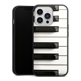 DeinDesign iPhone 13 Pro Handy Premium Silikon H&uuml;lle Handyh&uuml;lle schwarz Case Klavier Music Piano Silikon Premium Case