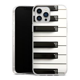 DeinDesign iPhone 13 Pro Max Handy Silikon H&uuml;lle Case transparent Handyh&uuml;lle Klavier Music Piano Silikon Case