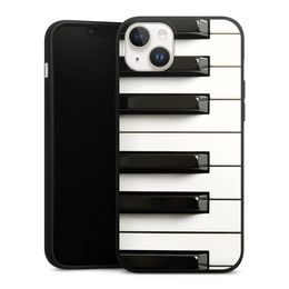 DeinDesign iPhone 14 Handy Premium Silikon H&uuml;lle Handyh&uuml;lle schwarz Case Klavier Music Piano Silikon Premium Case