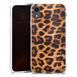 DeinDesign iPhone Xr Handy Silikon H&uuml;lle Case wei&szlig; Handyh&uuml;lle Animal Print Leopard Fur Silikon Case