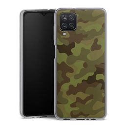 DeinDesign Galaxy A12 Handy Silikon H&uuml;lle Case transparent Handyh&uuml;lle Camouflage Tarnmuster Army Silikon Case