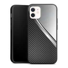 DeinDesign iPhone 12 mini Handy Premium Silikon H&uuml;lle Handyh&uuml;lle schwarz Case Steel Metall Carbon Silikon Premium Case