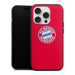 DeinDesign iPhone 15 Pro Handy Slim Case extra d&uuml;nn Silikon Handyh&uuml;lle schwarz H&uuml;lle Fc Bayern M&uuml;nchen Fcb Logo Silikon Slim Case