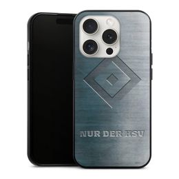 DeinDesign iPhone 15 Pro Handy Slim Case extra d&uuml;nn Silikon Handyh&uuml;lle schwarz H&uuml;lle Metallic Look Hsv Hamburger Sv Silikon Slim Case