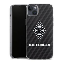 DeinDesign iPhone 14 Plus Handy Silikon H&uuml;lle Case transparent Handyh&uuml;lle Borussia M&ouml;nchengladbach Carbon Gladbach Silikon Case