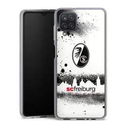 DeinDesign Galaxy A12 Handy Silikon H&uuml;lle Case transparent Handyh&uuml;lle Skyline Sc Freiburg Logo Silikon Case