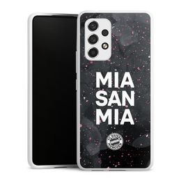 DeinDesign Galaxy A53 5G Handy Silikon H&uuml;lle Case wei&szlig; Handyh&uuml;lle Fc Bayern M&uuml;nchen Girl Style Mia San Mia Silikon Case