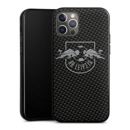 DeinDesign iPhone 12 Pro Handy Silikon H&uuml;lle Case schwarz Handyh&uuml;lle Rb Leipzig Carbon Metallic Look