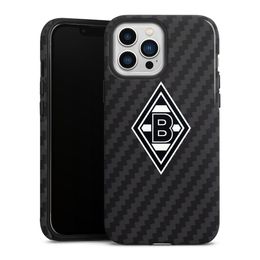DeinDesign iPhone 13 Pro Max Handy Panzer Handyh&uuml;lle robuste Outdoor H&uuml;lle Schutzh&uuml;lle gl&auml;nzend Borussia M&ouml;nchengladbach Carbon Gladbach Tough Case