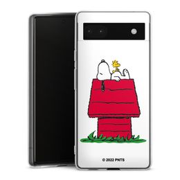 DeinDesign Google Pixel 6a Handy Silikon H&uuml;lle Case transparent Handyh&uuml;lle Snoopy Peanuts Official Licensed Product Silikon Case