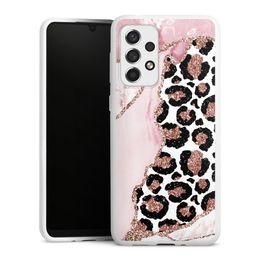 DeinDesign Galaxy A33 5G Handy Silikon H&uuml;lle Case wei&szlig; Handyh&uuml;lle Glitzer Marble Leopard Silikon Case