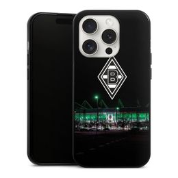 DeinDesign iPhone 15 Pro Handy Slim Case extra d&uuml;nn Silikon Handyh&uuml;lle schwarz H&uuml;lle Borussia M&ouml;nchengladbach Official Licensed Product Stadium Silikon Slim Case