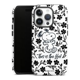 DeinDesign iPhone 14 Pro Handy Panzer Handyh&uuml;lle robuste Outdoor H&uuml;lle Schutzh&uuml;lle matt Peanuts Flowers Snoopy Tough Case