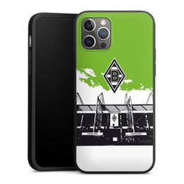 DeinDesign iPhone 12 Pro Handy Premium Silikon H&uuml;lle Handyh&uuml;lle schwarz Case Merchandise Borussia M&ouml;nchengladbach Stadium Silikon Premium Case