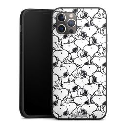 DeinDesign iPhone 12 Pro Handy Premium Silikon H&uuml;lle Handyh&uuml;lle schwarz Case Peanuts Snoopy Muster Silikon Premium Case