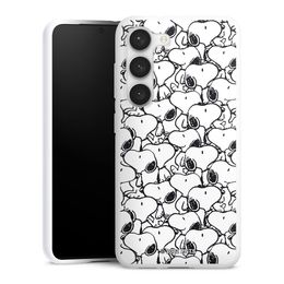 DeinDesign Galaxy S23 Handy Silikon H&uuml;lle Case wei&szlig; Handyh&uuml;lle Peanuts Snoopy Muster Silikon Case
