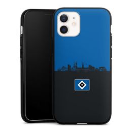 DeinDesign iPhone 12 Handy Silikon H&uuml;lle Case schwarz Handyh&uuml;lle Hsv Skyline Hamburg