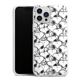 DeinDesign iPhone 13 Pro Max Handy Silikon H&uuml;lle Case wei&szlig; Handyh&uuml;lle Peanuts Snoopy Muster Silikon Case
