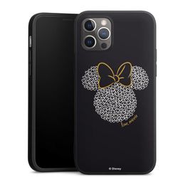 DeinDesign iPhone 12 Pro Handy Premium Silikon H&uuml;lle Handyh&uuml;lle schwarz Case Minnie Mouse Muster Disney Silikon Premium Case