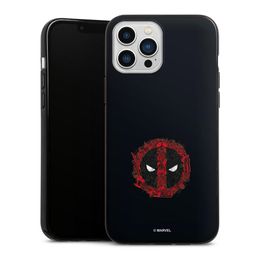DeinDesign iPhone 13 Pro Max Handy Silikon H&uuml;lle Case schwarz Handyh&uuml;lle Logo Marvel Deadpool