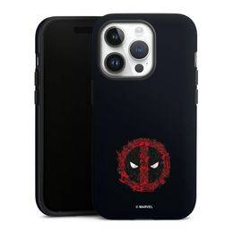 DeinDesign iPhone 14 Pro Handy Panzer Handyh&uuml;lle robuste Outdoor H&uuml;lle Schutzh&uuml;lle matt Logo Marvel Deadpool Tough Case