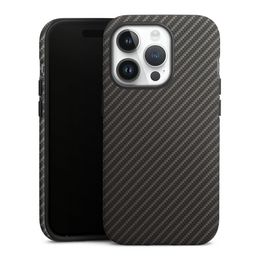 DeinDesign iPhone 14 Pro Handy Panzer Handyh&uuml;lle robuste Outdoor H&uuml;lle Schutzh&uuml;lle matt Carbon Metallic Look Muster Tough Case