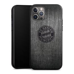DeinDesign iPhone 12 Pro Handy Silikon H&uuml;lle Case schwarz Handyh&uuml;lle Fcb Metallic Look Fc Bayern M&uuml;nchen